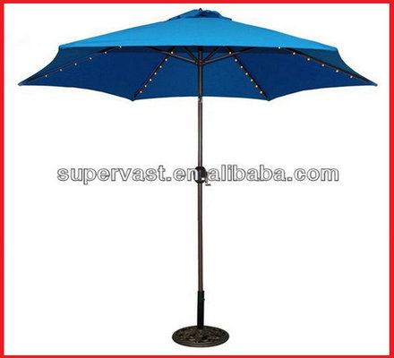 Aluminum Pole Polyester Fabric Solar Patio Umbrella , Commercial Grade Patio Umbrellas