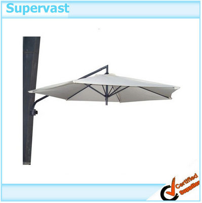 Folding Wall Mounted 9Ft Offset Patio Umbrella , Outdoor Wall Telescopic Umbrella