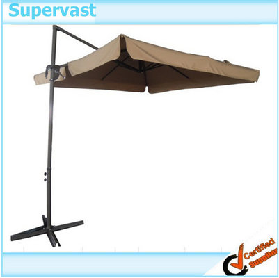 Foldable Sunshade Offset Patio Umbrella 2.6M Steel Parasol Square Hanging Umbrella