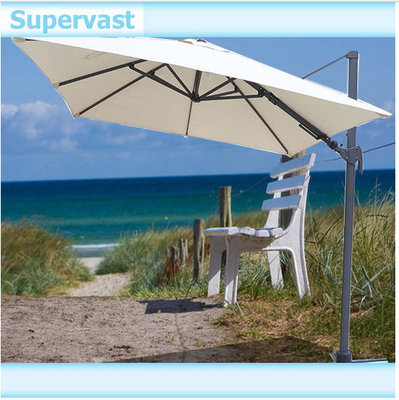 Aluminum Offset Rectangular Patio Umbrella Sun Garden Parasol with Left - Right Shift Canopy