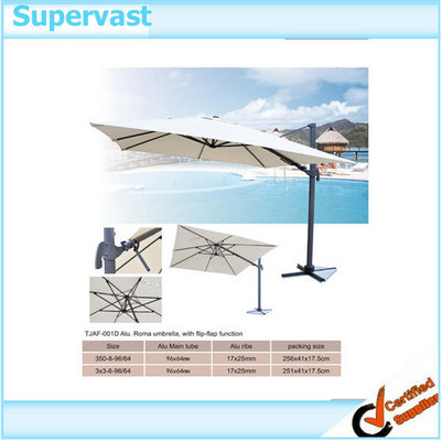 Aluminum Offset Rectangular Patio Umbrella Sun Garden Parasol with Left - Right Shift Canopy