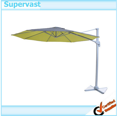 UV Protection Beach Offset Patio Umbrella With Polyester Fabric Cross Base