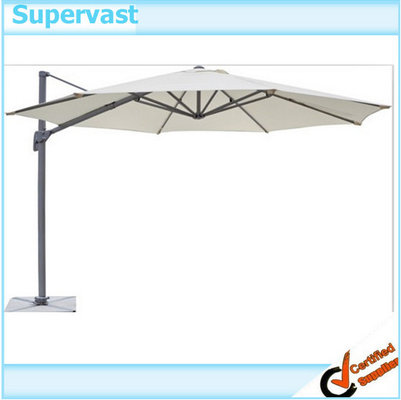 UV Protection Beach Offset Patio Umbrella With Polyester Fabric Cross Base