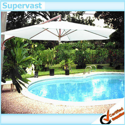 White Wall Mounted Offset Patio Umbrella with Aluminum Frame 6 Steel ribs