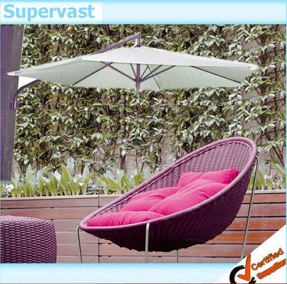 White Wall Mounted Offset Patio Umbrella with Aluminum Frame 6 Steel ribs