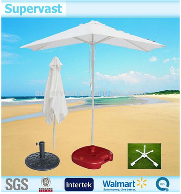 Professional White 6 Ribs Frozen Beach Sun Shade Umbrella UV Resistant