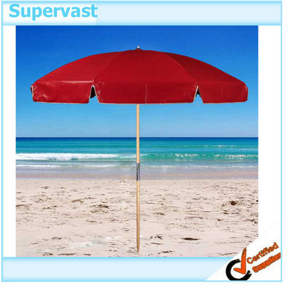Custom UV Fade Resistance Seaside Wood Patio Umbrella / Waterproof Beach Sun Shelter