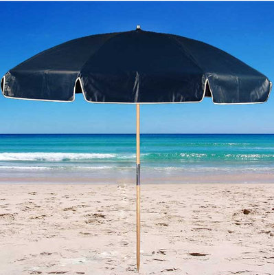Custom UV Fade Resistance Seaside Wood Patio Umbrella / Waterproof Beach Sun Shelter