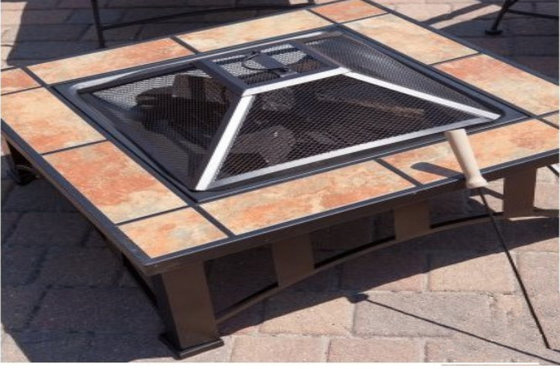 Square Tile Fire Pit - Desert Sand Patio Furniture Accessories for Outdoor Living