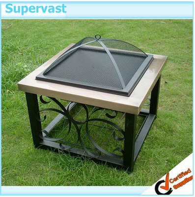 34'' Ceramic Tile Fire Pit Heater Table , Portable Garden Outdoor Fire Pit