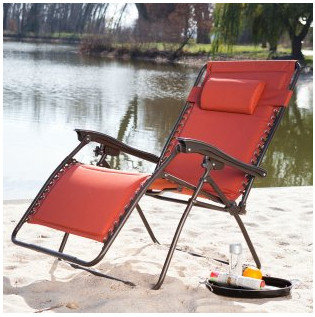 Wide Padded Zero Gravity Lounge Chair Steel Patio Sling Furniture for beach