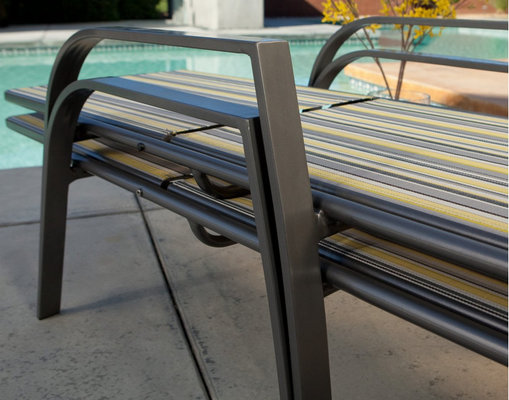 Poolside Sling Chaise Lounge Set Aluminum Patio Furniture Sun Chaise Lounge with Cushion