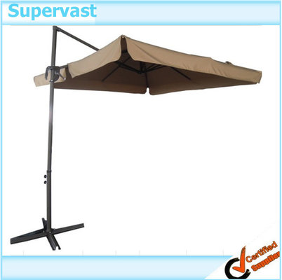 Garden Steel Patio Furniture , 2.6M Parasol Square Hanging Umbrella with Flap
