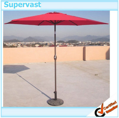 Patio Parasol 9 Inch Aluminum Patio Furniture Round Tilt And Crank Patio Umbrella