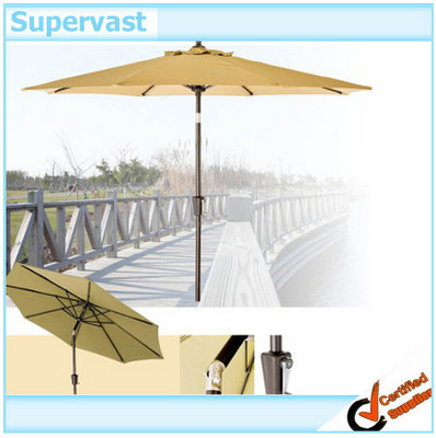 Patio Parasol 9 Inch Aluminum Patio Furniture Round Tilt And Crank Patio Umbrella