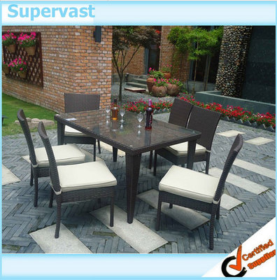 Aluminum Frame 7 PC  Rattan Wicker Outdoor Furniture Set Dinning Table and Chairs