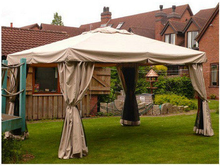 Large UV - Resistance Steel Patio Event Garden Gazebo Tent With Beautiful Curtains