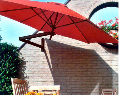 Sunshade Wall Mounted Outdoor Red Patio Umbrella Canopy with Aluminum Frame