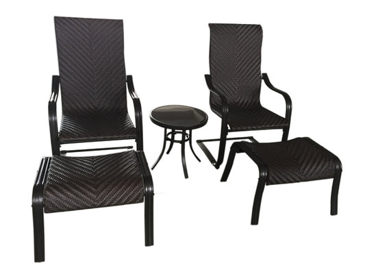 C spring Chair 5pc Resin Wicker Furniture Deep Seating Set Ottoman Side Table