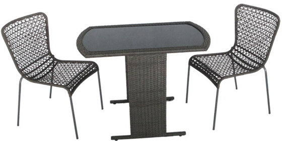 Outdoor 3pc Resin Wicker Patio Furniture Set Table Stackable chairs