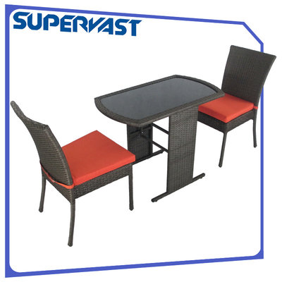 Black Compact 3pc Resin Wicker Patio Furniture Set with Seat Cushion