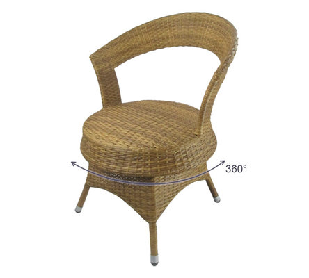 Swivel Chair Resin Wicker Patio Furniture Seat with Pad Inside