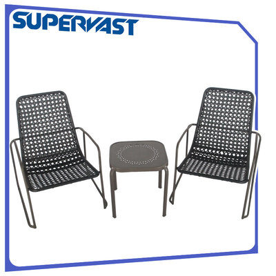 Stackable Resin Wicker Patio Furniture Armrest Chat Set Metal Table