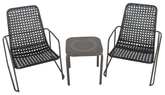 Stackable Resin Wicker Patio Furniture Armrest Chat Set Metal Table