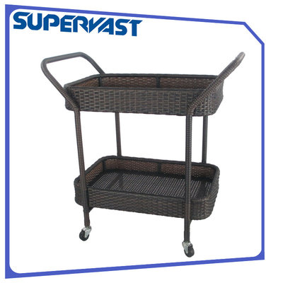 2 Tier Espresso Dining Trolley Kitchen Trolley Serving Cart SGS