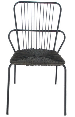 ISO9001 Black Metal Frame Dining Chair with or without Armrest