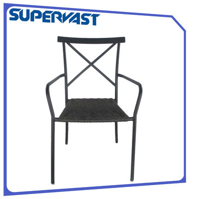 ISO9001 Black Metal Frame Dining Chair with or without Armrest