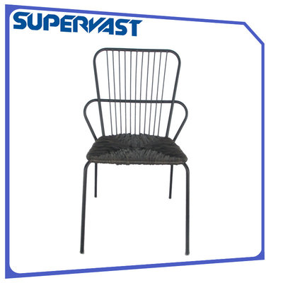 ISO9001 Black Metal Frame Dining Chair with or without Armrest