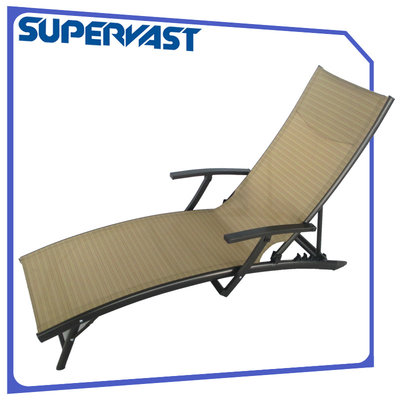 Sling Outdoor Folding Patio Furniture Armrest Garden Poolside Chaise Lounge