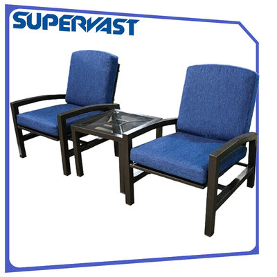 Powder Coated Black Square Tube Metal Chat Set With Cushion KD Style