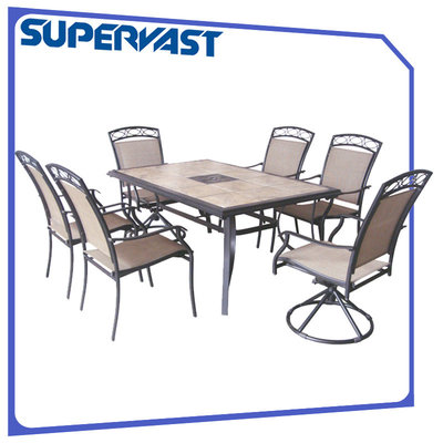 14 Tile Top Patio Furniture Dining Sets 7pc Sling Dining Set
