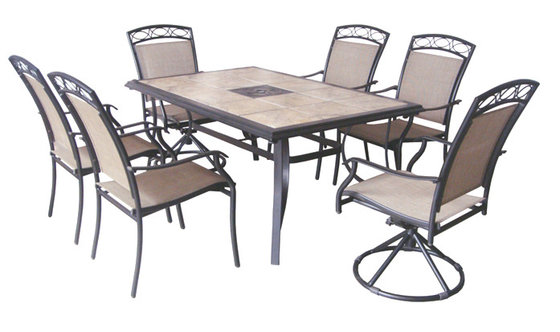 14 Tile Top Patio Furniture Dining Sets 7pc Sling Dining Set