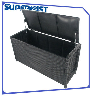 KD Style Resin Wicker Outdoor Patio Sets Poly Rattan Storage Bin With Wheels