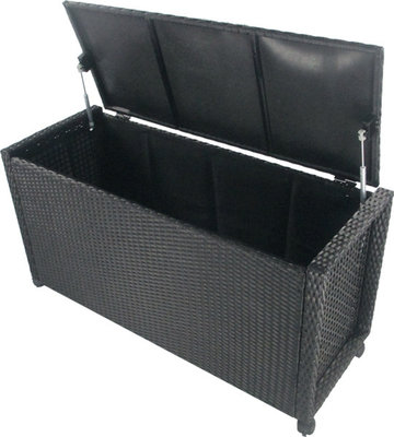 KD Style Resin Wicker Outdoor Patio Sets Poly Rattan Storage Bin With Wheels