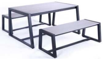 Polywood Top Metal Garden Patio Conversation Outdoor Patio Table And Chairs