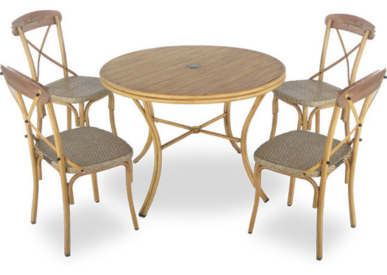 Hand Brush Outdoor Patio Furniture Dining Sets , Outdoor Cafe Furniture
