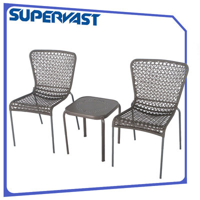 Outdoor Rattan Lattice Knitting Patio Bistro Set Round Bistro Table And Chairs