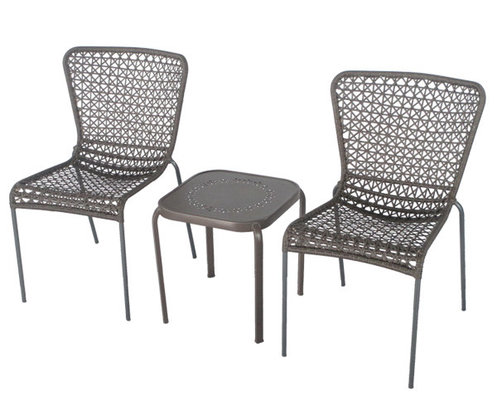 Outdoor Rattan Lattice Knitting Patio Bistro Set Round Bistro Table And Chairs