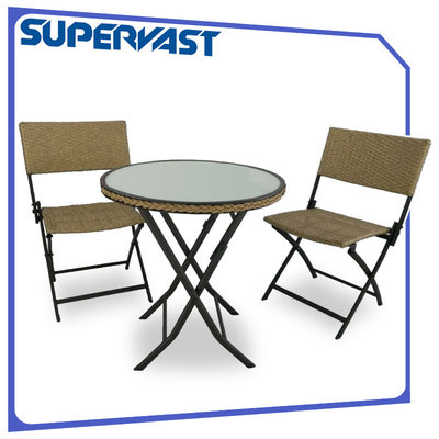 Undertint Outdoor Patio Leisure Rattan Folding Table and Chairs Bistro Set