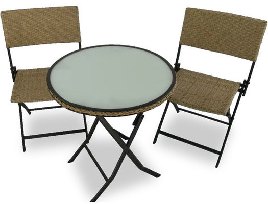 Undertint Outdoor Patio Leisure Rattan Folding Table and Chairs Bistro Set