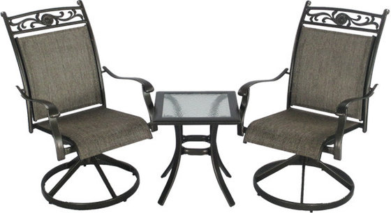 3PC Sling Flower Pattern Outdoor Patio Bistro Set , Outdoor Bar Height Bistro Table Set
