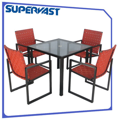 5pc Cross Weave Restaurant Patio Furniture For Outdoor Restaurant Furniture / Garden