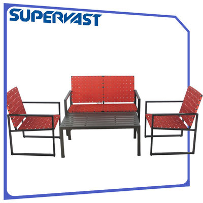 Steel Outdoor Living 4 Piece Patio Set Strap Garden Patio Furniture Cross Weave Set