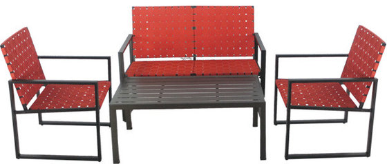 Steel Outdoor Living 4 Piece Patio Set Strap Garden Patio Furniture Cross Weave Set