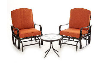 3PC Outdoor Garden Patio Bistro Set Steel Patio Deep Seating Rocking Chair Bistro Set