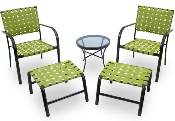 Outdoor Furniture Garden 5-Piece Wicker Patio Conversation Furniture Set With Ottoman